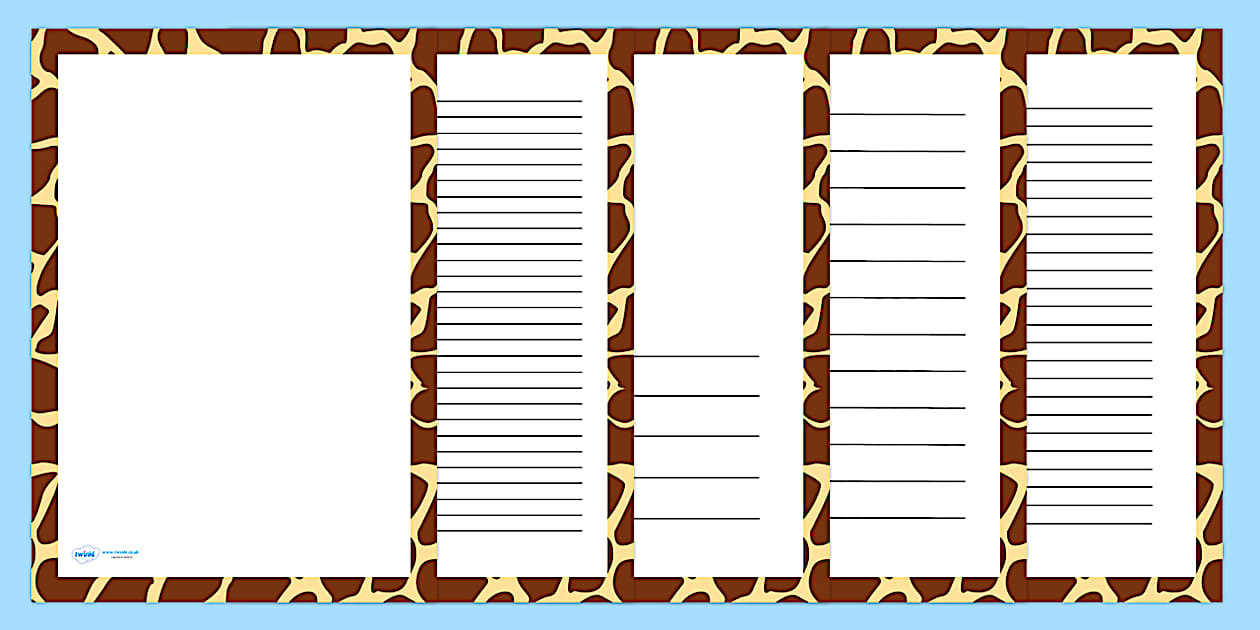 Editable Giraffe Skin Page Borders (teacher made) - Twinkl