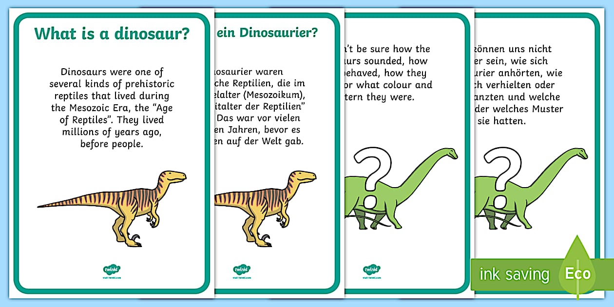 Editable Dinosaur Fact Display Posters English/German