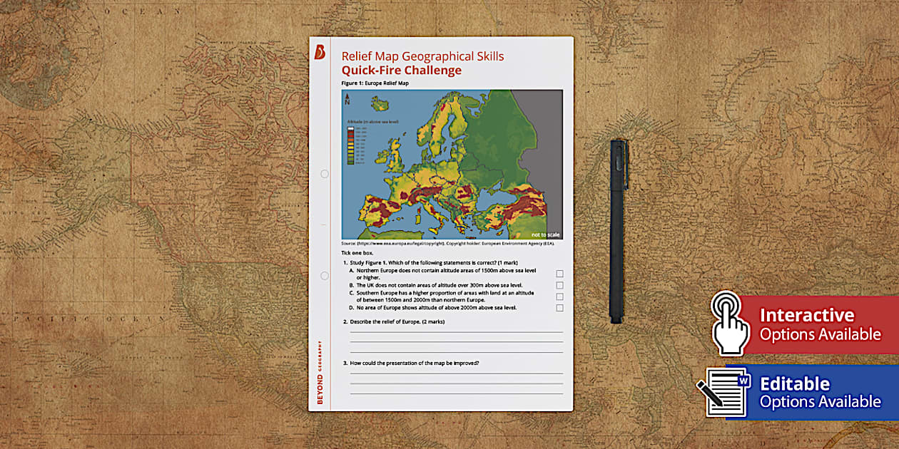 GCSE Relief Map Geographical Skills Quick-Fire Challenge