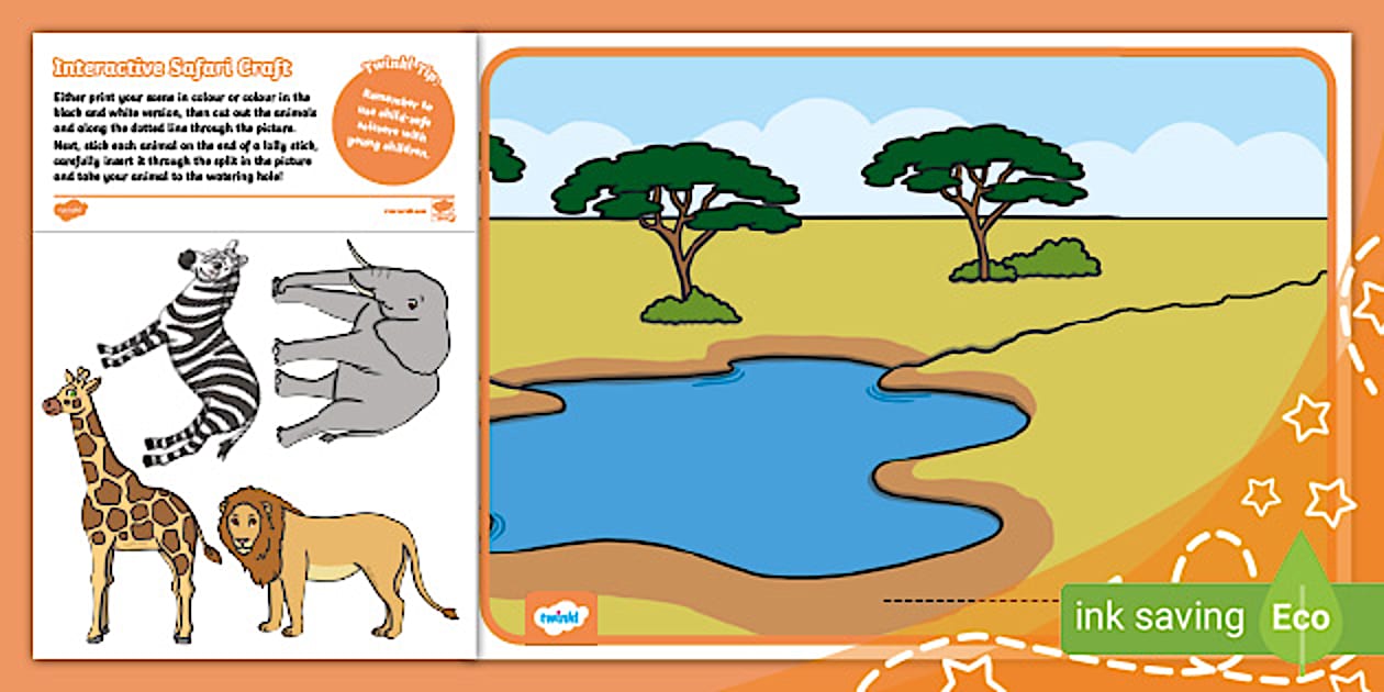 Interactive Safari Animals Craft (professor feito) - Twinkl