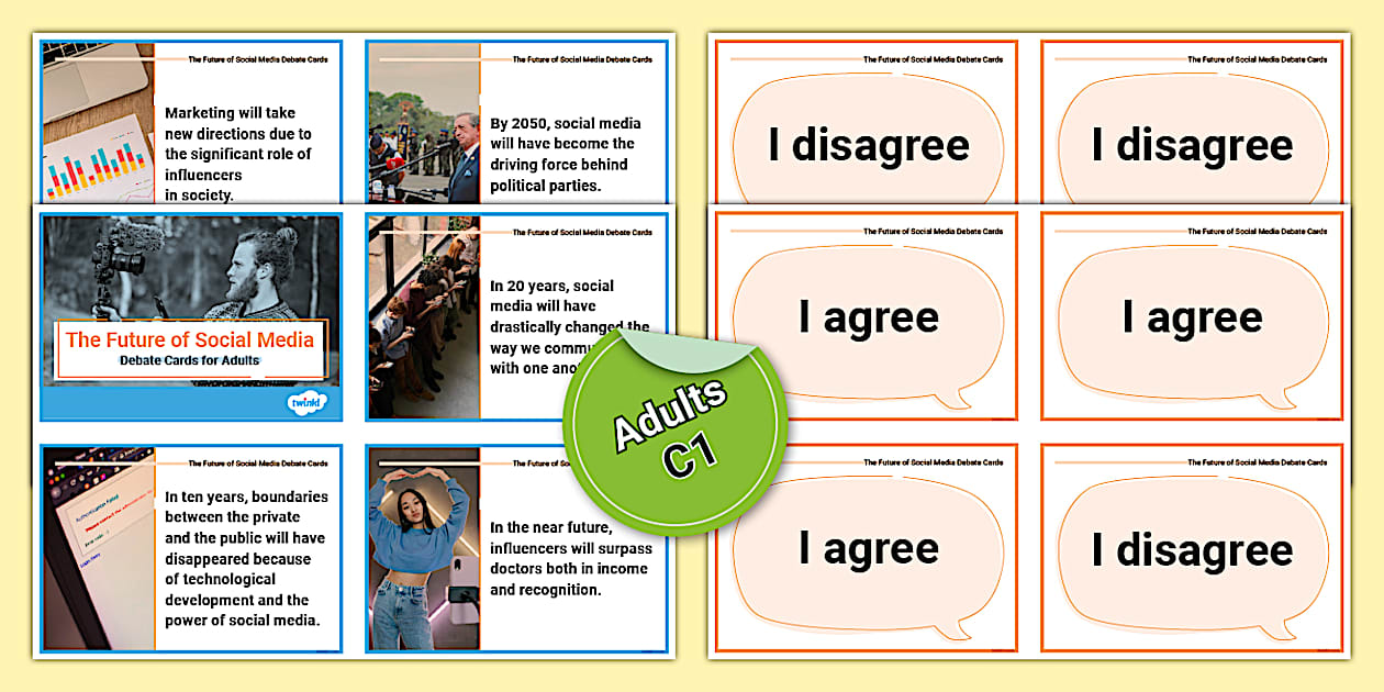 ESL The Future of Social Media Debate Cards [Adults, C1]