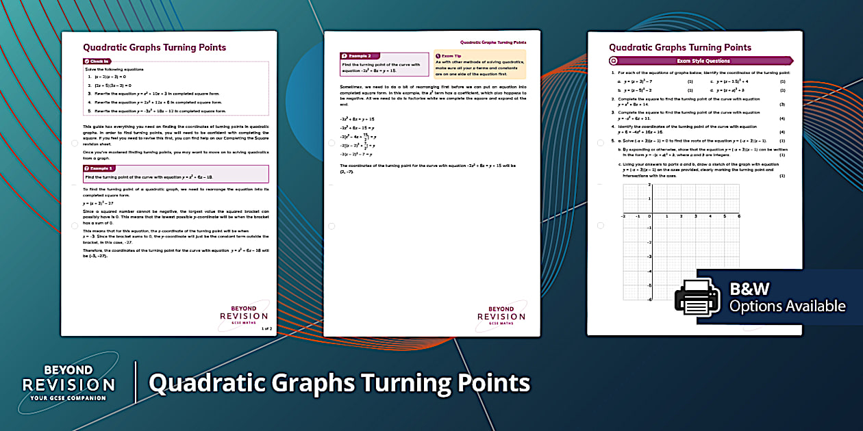 👉 Quadratic Graphs Turning Points (teacher made) - Twinkl