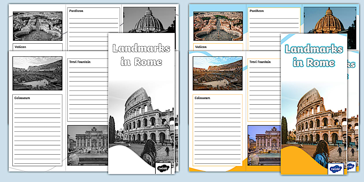 Landmarks in Rome Leaflet Template (Teacher-Made) - Twinkl