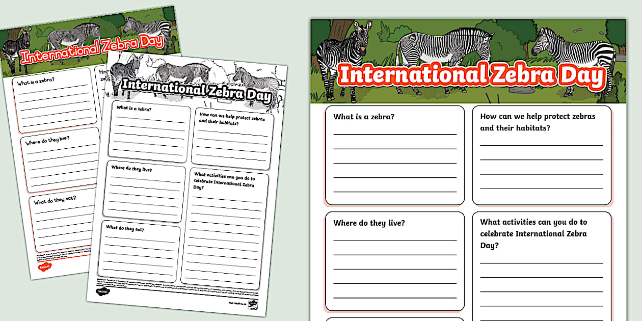 International Zebra Day Fact File Template (teacher made)