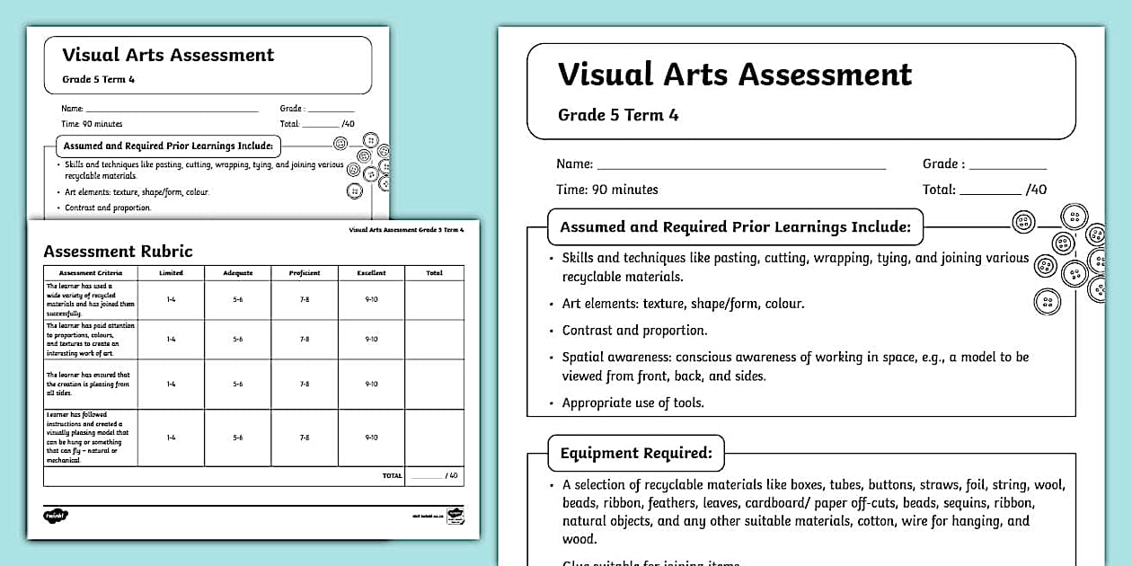 Grade 5 Visual Arts Term 4 Assessment (creat de profesori)