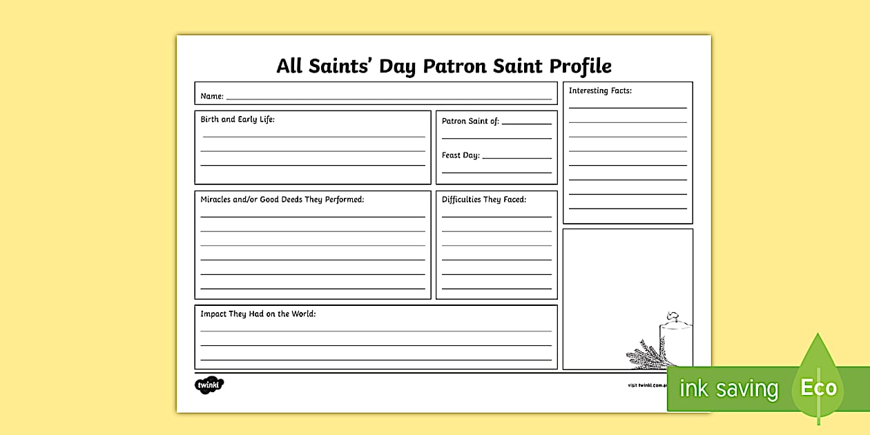 All Saints' Day | Saint Project Template | Twinkl