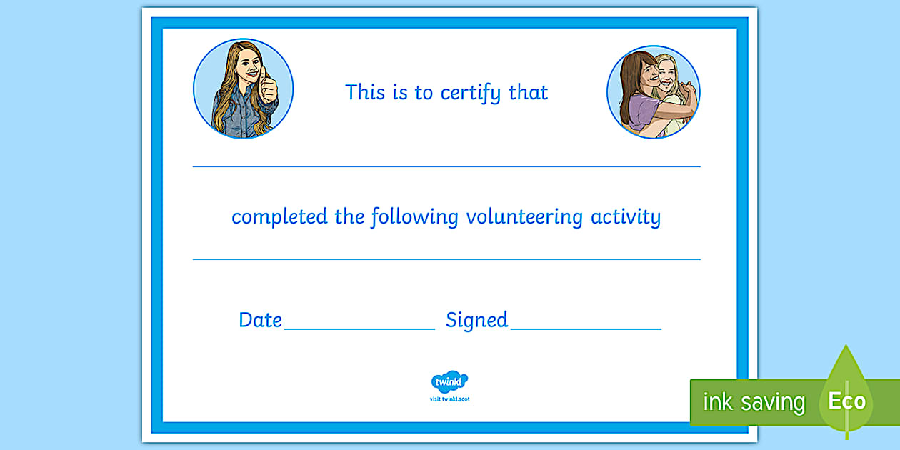 Volunteering Certificate - Volunteer Week Scotland - Twinkl
