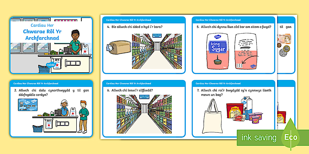 Cardiau Her Chwarae Rôl Yr Archfarchnad (teacher made)