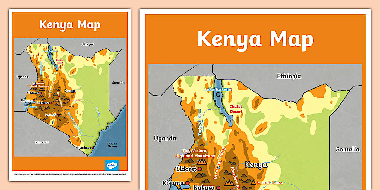 KS2 Kenya Display Map (teacher made) - Twinkl