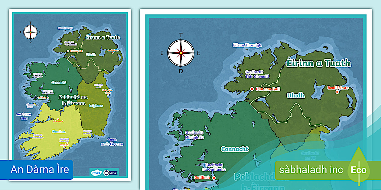 Mapa na h-Èireann – Cruinn-eòlas – FtMG