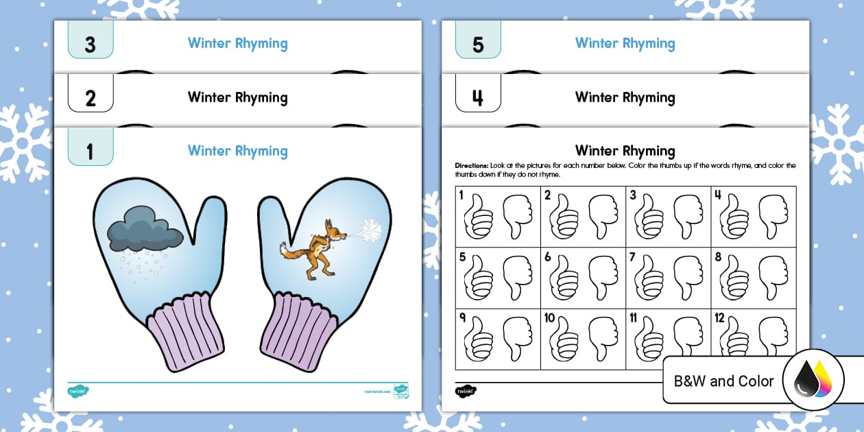 Winter Rhyming Write the Room Activity (teacher made)