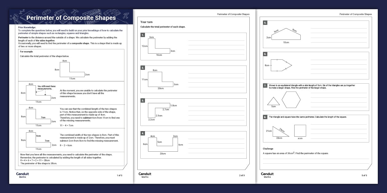 Perimeter: Composite Shapes Activity Sheet (teacher made)