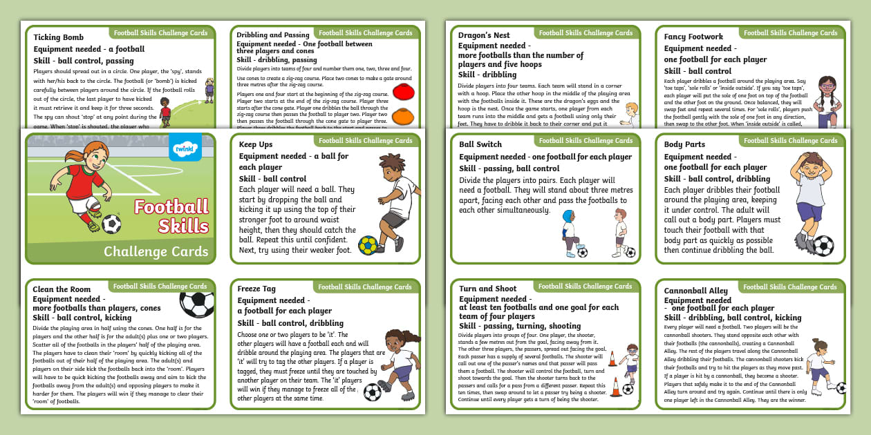 Football Skills: Challenge Cards (teacher made) - Twinkl