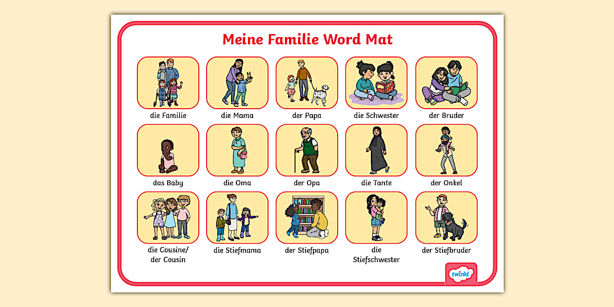 My Family Word Mat - German (Lehrer gemacht) - Twinkl