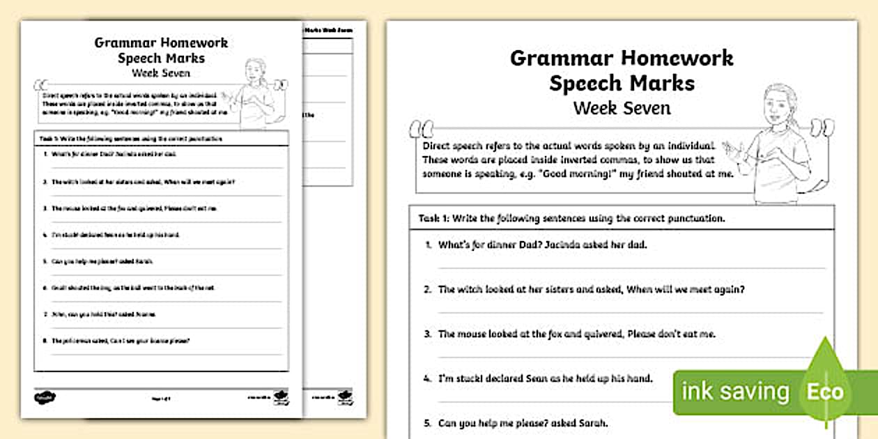 Grammar Homework Week Seven (teacher made) - Twinkl