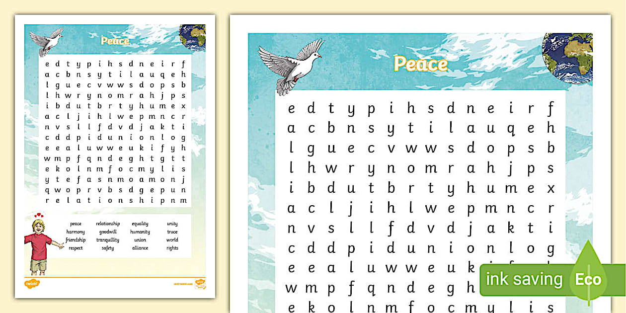 KS2 Peace Word Search (l'enseignant a fait) - Twinkl