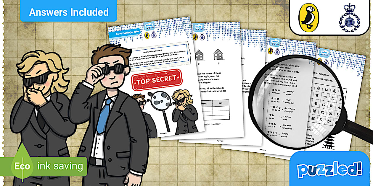 FREE! - GCHQ Spy Puzzle Pack | Puffin GCHQ Puzzles for Spies