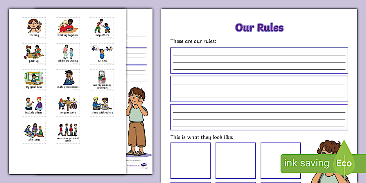 Our Rules Activity Sheet (Teacher-Made) - Twinkl