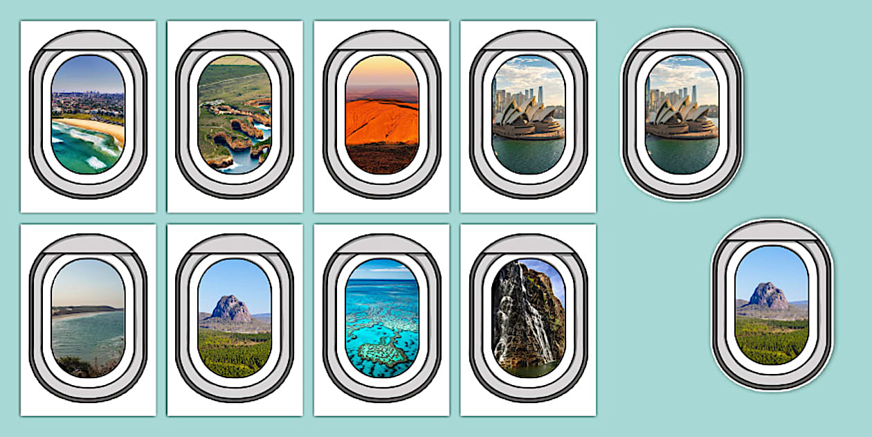Australia Aeroplane Window Cut-Outs (teacher made) - Twinkl