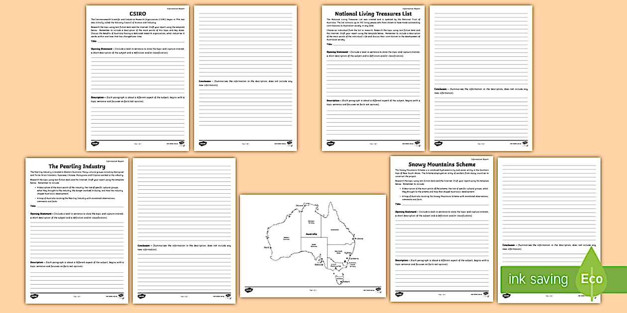 Year 6 History Development of Australian Society Report Writing Frames Pack