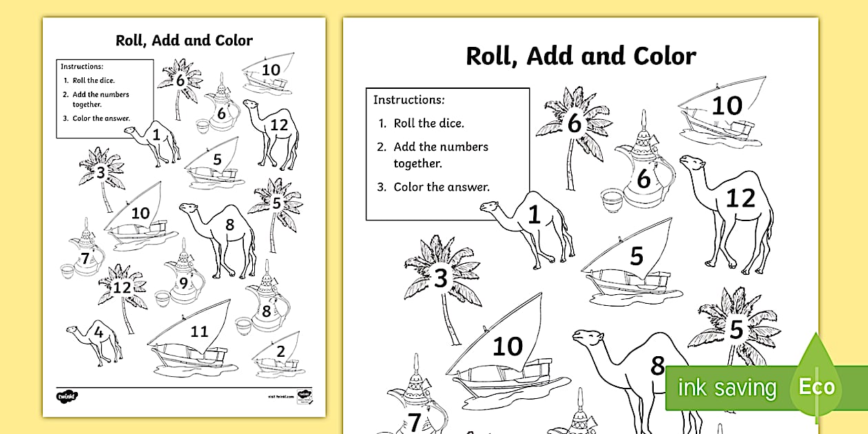 National Day Roll and Color Worksheet / Worksheet - Twinkl