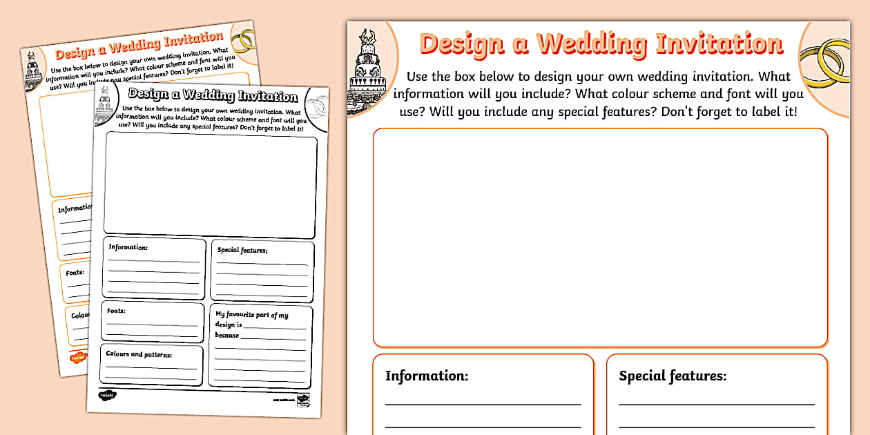 Design a Wedding Invitation Worksheet (teacher made)