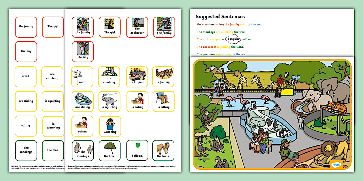 Colourful Semantics Zoo Scene (professor feito) - Twinkl