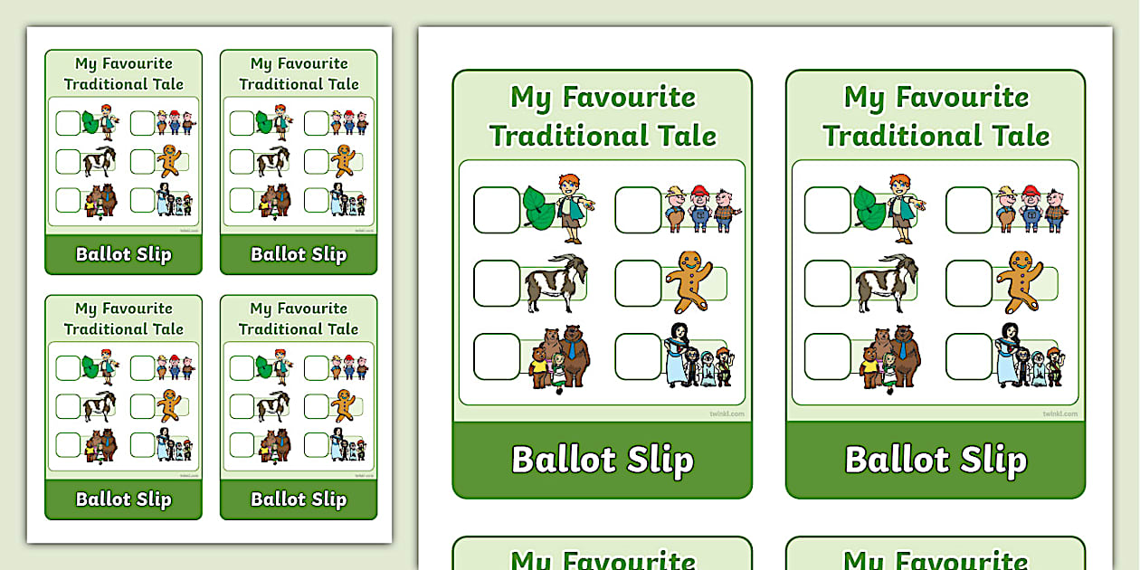 My Favourite Traditional Tale Ballot Slip (Teacher-Made)