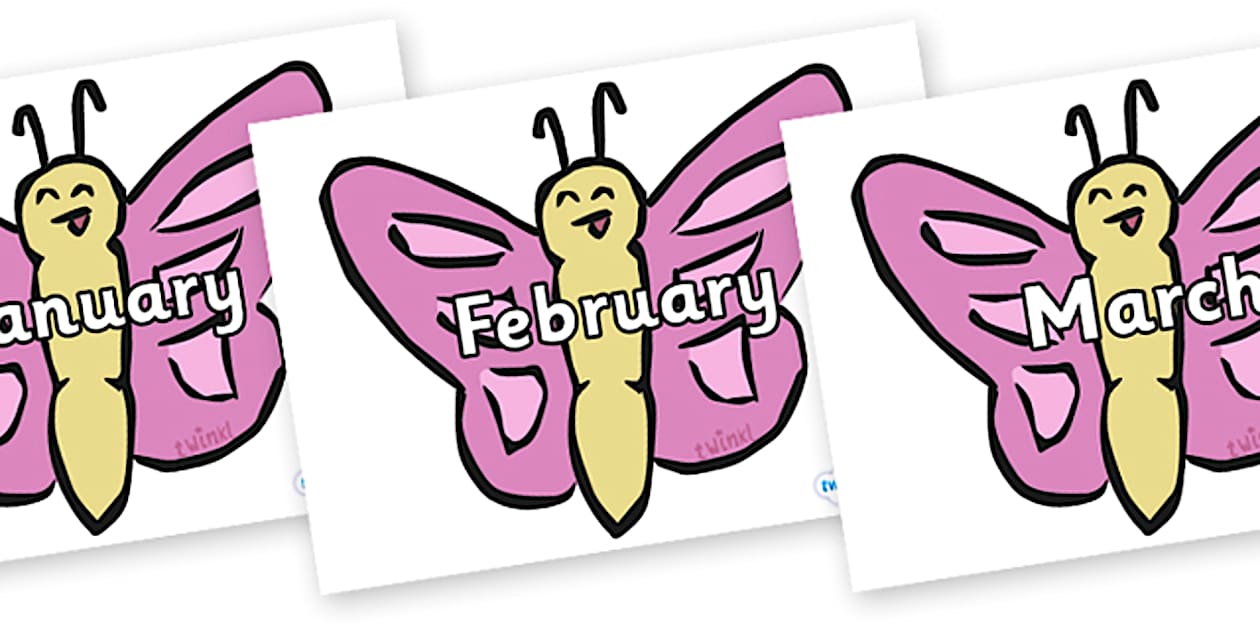 Months of the Year on Butterflies (teacher made) - Twinkl