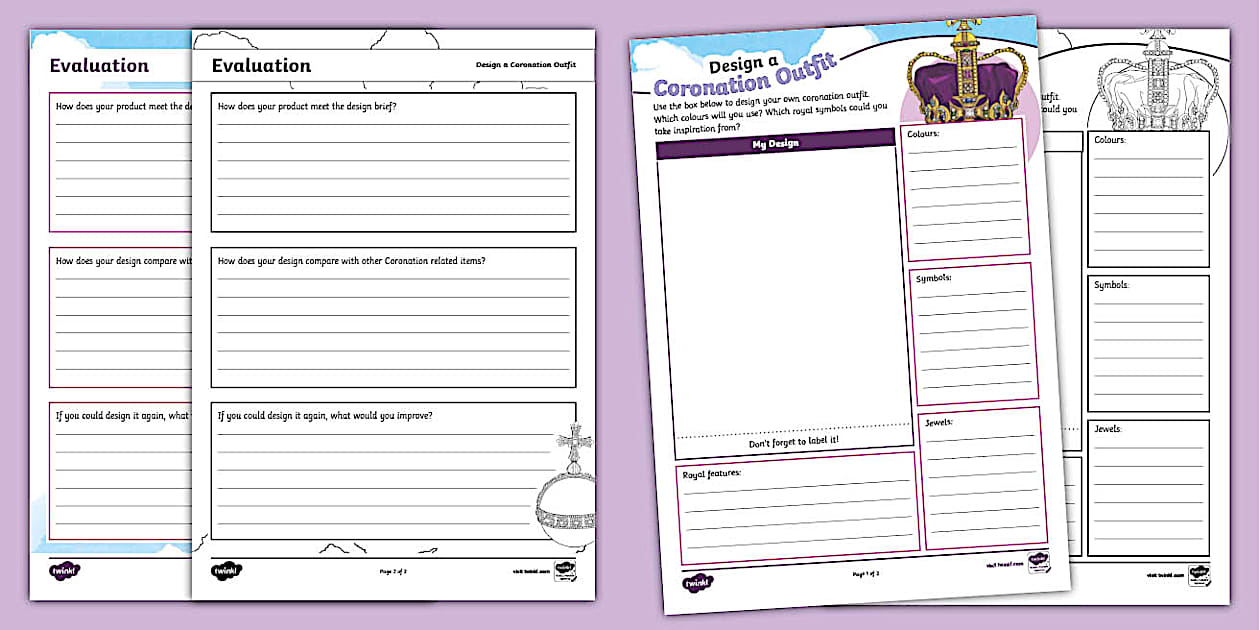 Design a Coronation Outfit Worksheet