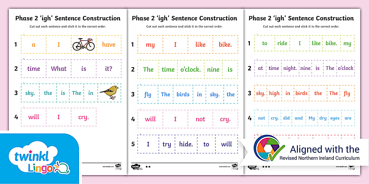 Linguistic Phonics Phase 2 'igh' Sentence Construction