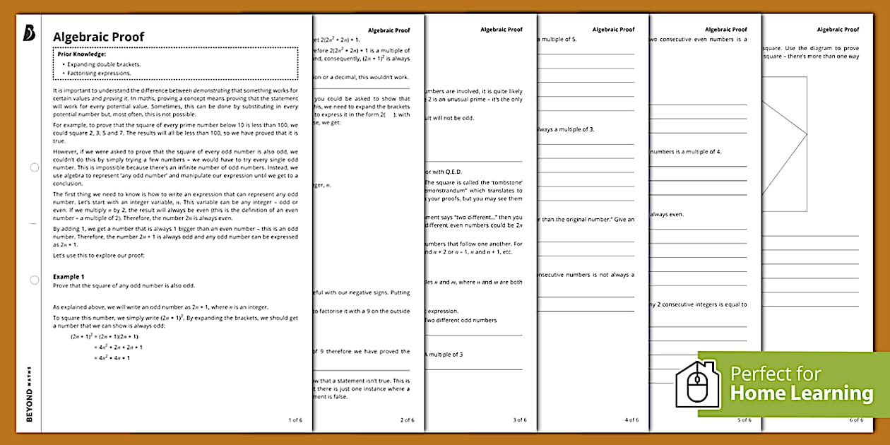 👉 Algebraic Proof Worksheet | GCSE Maths | Beyond Secondary