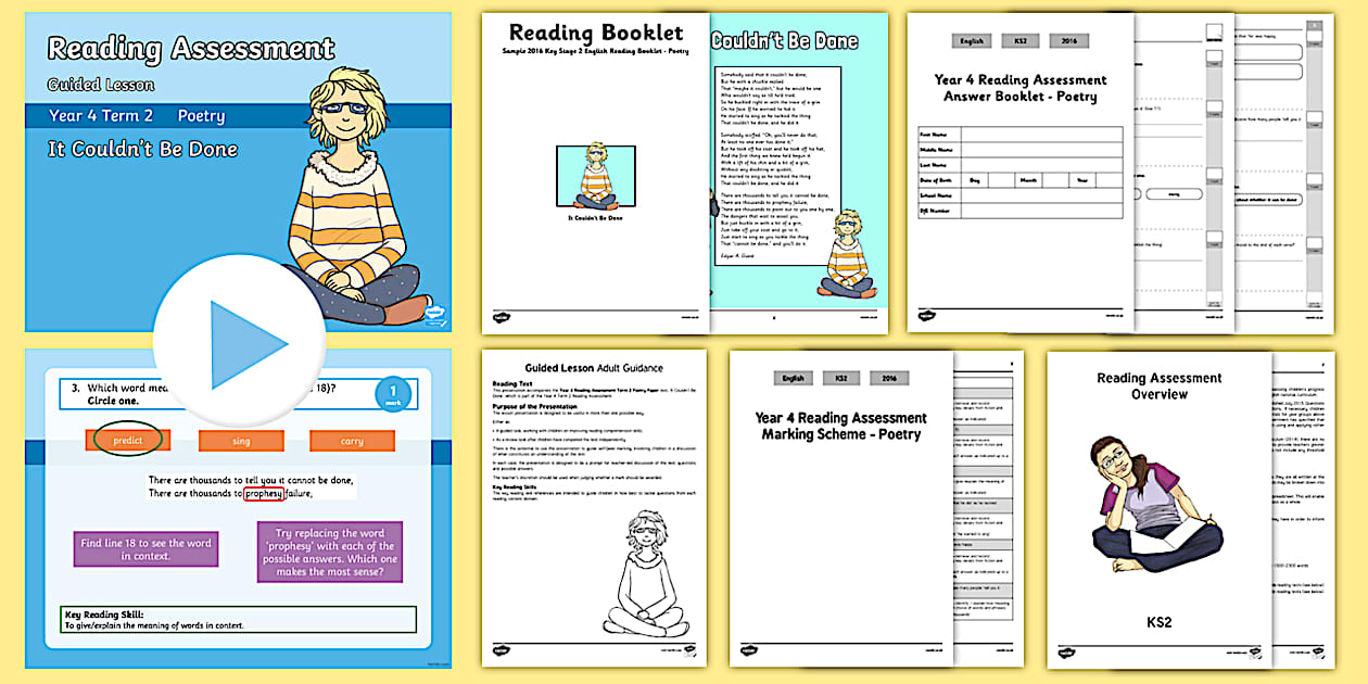 Year 4 Term 2 Poetry Reading Assessment Guided Lesson Teaching Pack