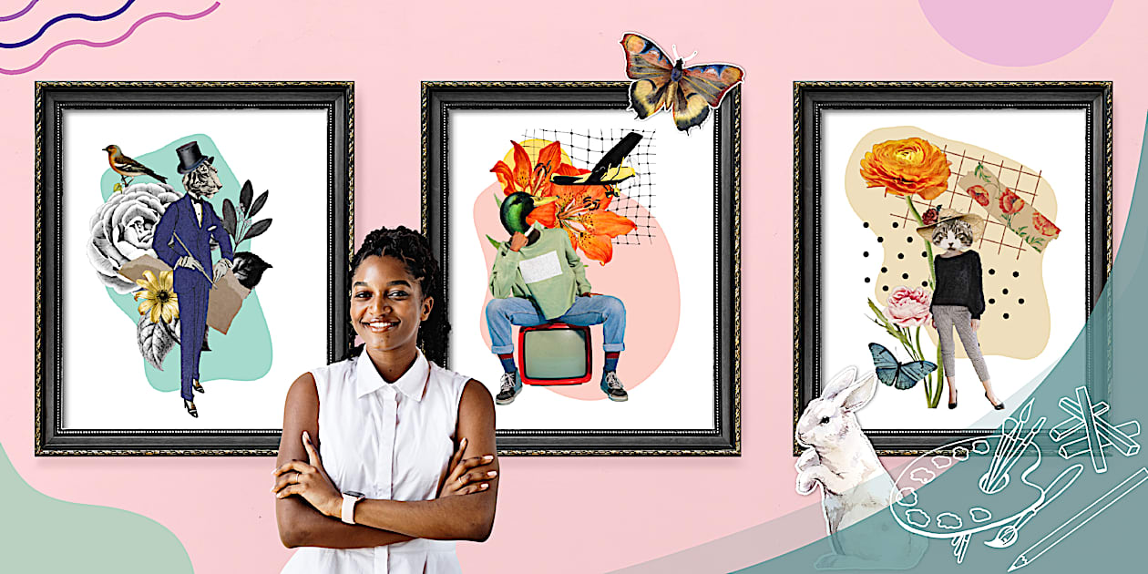 Spring Themed Abstract Collage Art Poster Pack - Twinkl