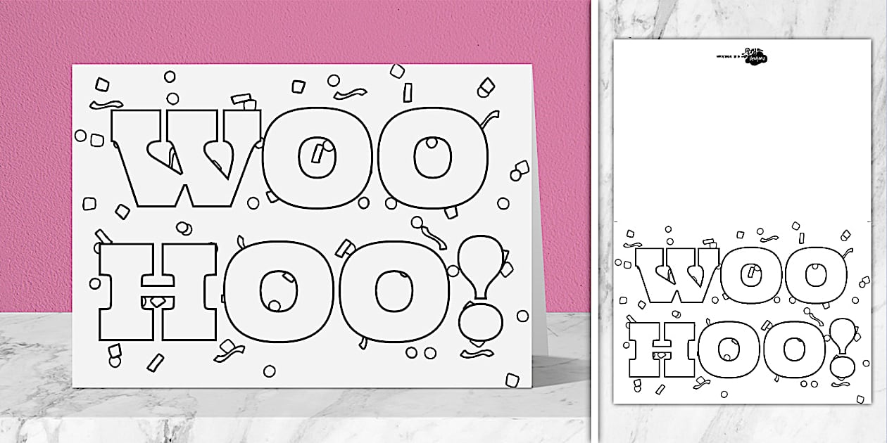 Congratulations Woo Hoo Colouring Card | Twinkl Party