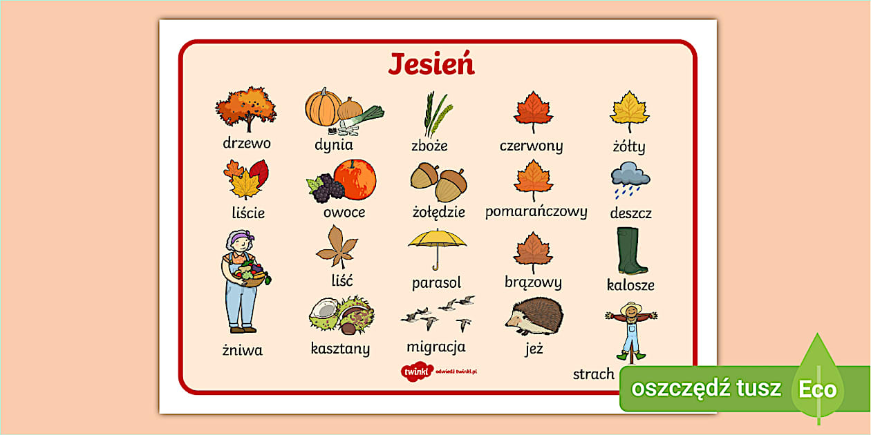 Jesień | Mata ze słownictwem | Pory roku (teacher made)