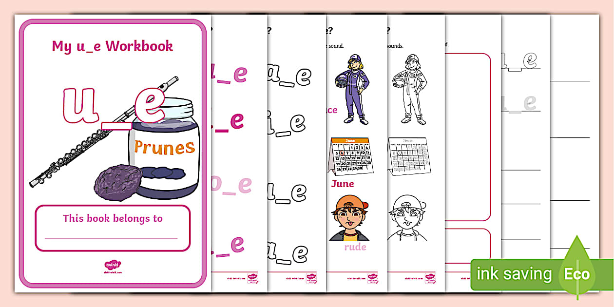 Editable Phase 5 'u_e' Flute Grapheme Workbook - Twinkl