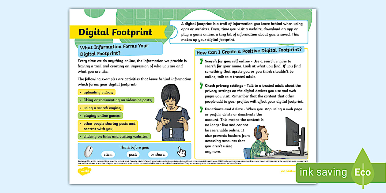 Digital Footprint Fact File-Computing-KS2 - Twinkl