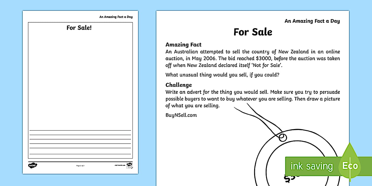 For Sale Advert Worksheet / Worksheet (Teacher-Made)