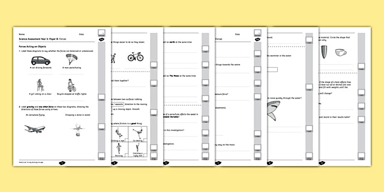 Editable Year 5 Forces End of Unit Assessment - Twinkl