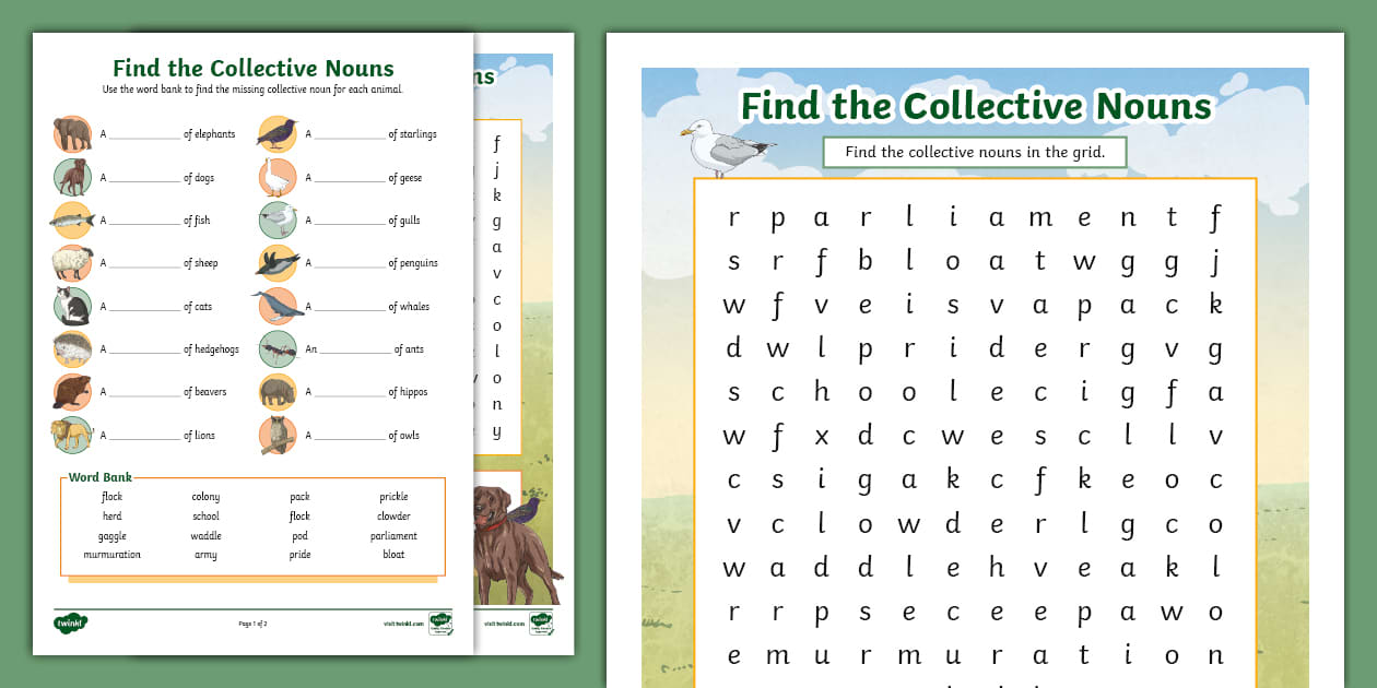 Find the Collective Nouns Word Search - Twinkl - KS2