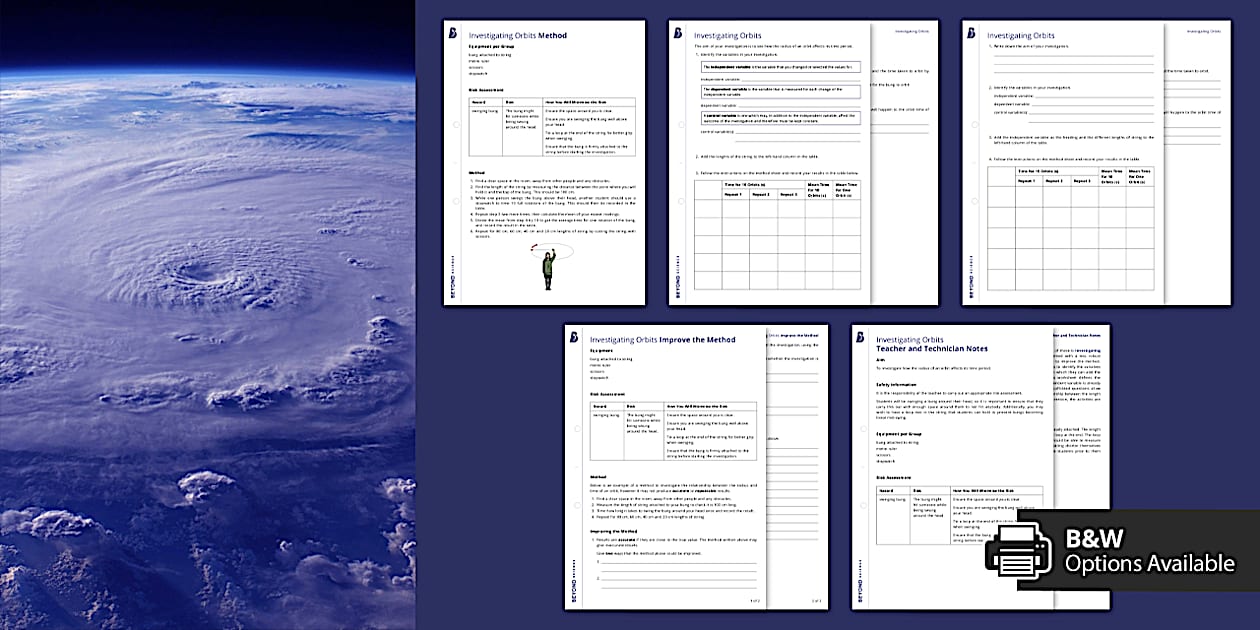 Investigating Orbits Worksheet | World Space Week | Beyond