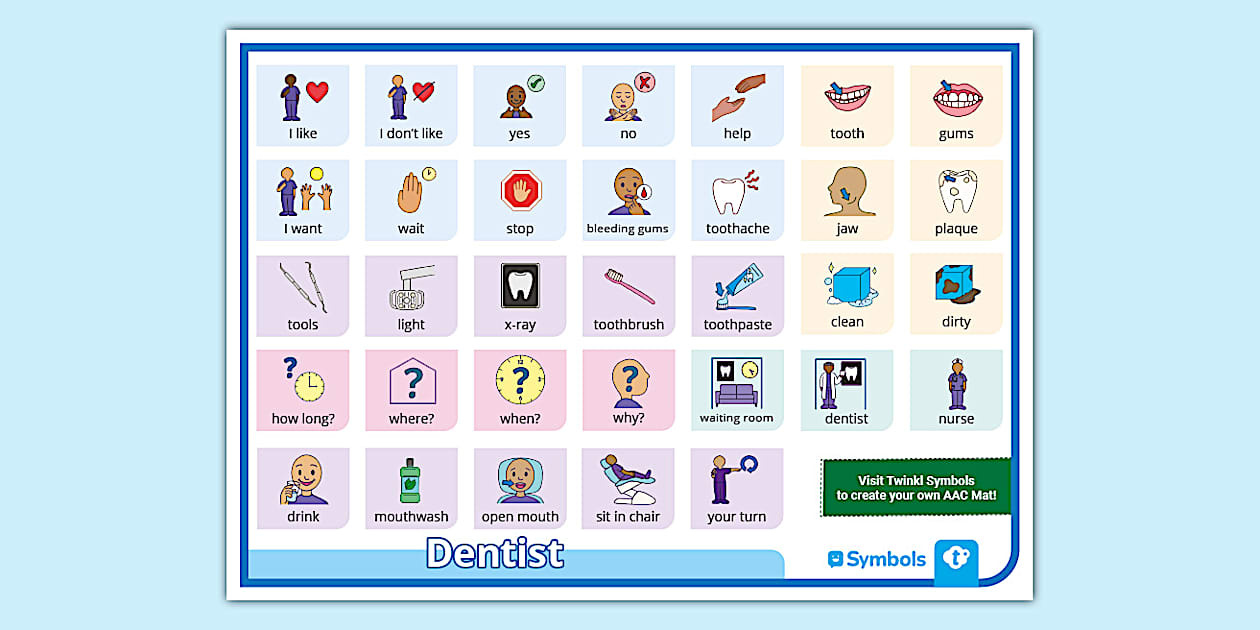 Twinkl Symbols: Older Learners: Dentist AAC Mat - Twinkl