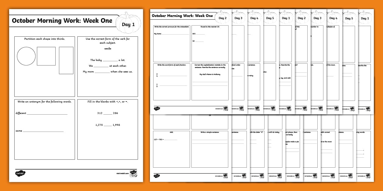 Third Grade October Morning Work Bundle (teacher made)
