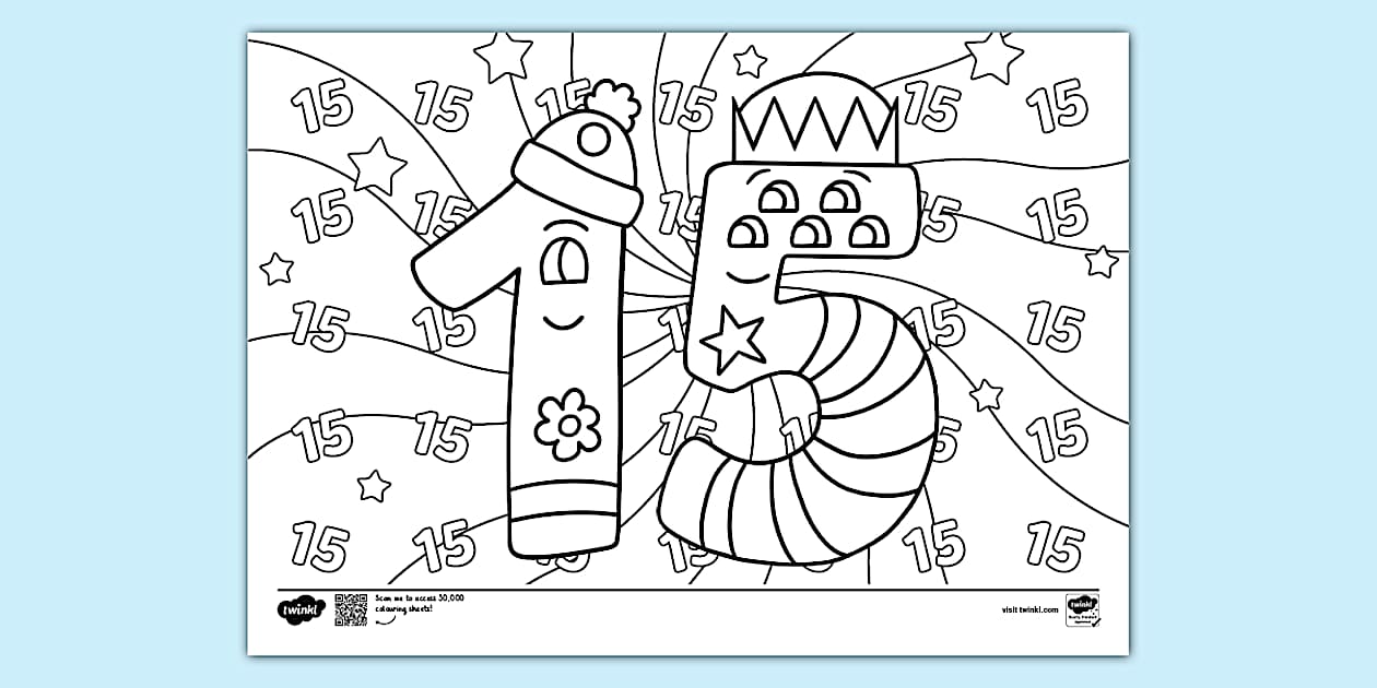 👉 Number 15 Colouring Sheet (Teacher-Made) - Twinkl