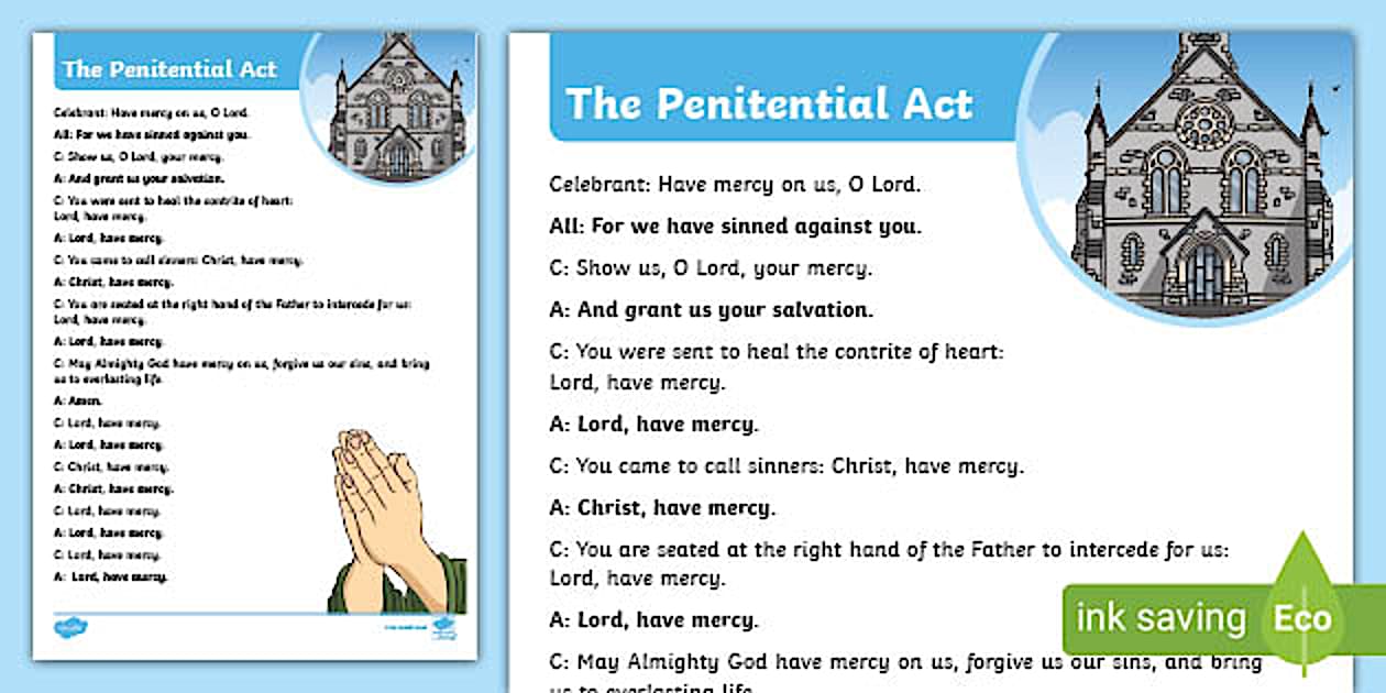 The Penitential Rite Prayer (teacher made) - Twinkl