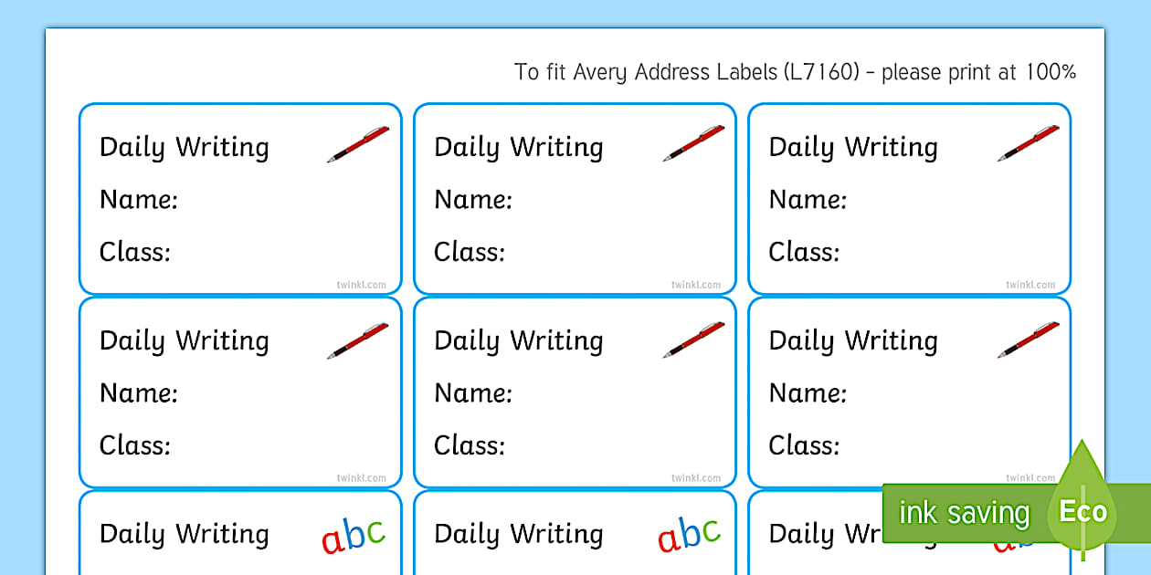 Daily Writing Jotter Sticker Labels (Hecho por educadores)