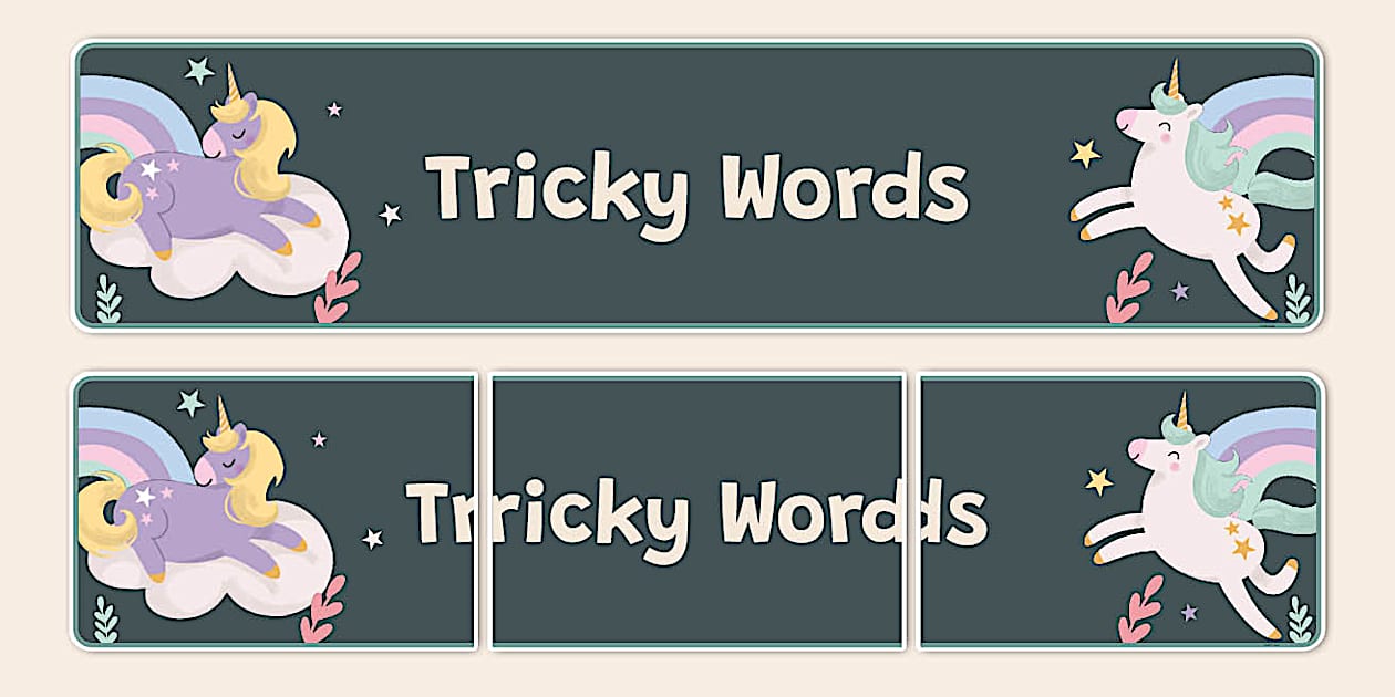 Unicorn-Themed Tricky Words Display Banner (teacher made)
