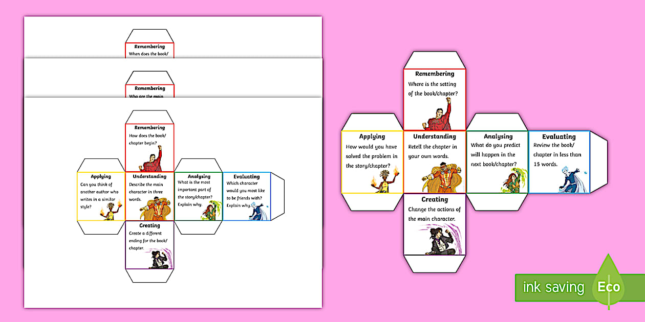 Bloom's Roll and Respond Reading Dice Nets (teacher made)