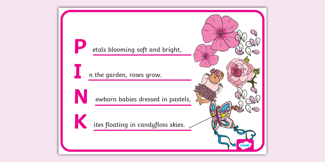 Pink Acrostic Poem Example - English Poetry (teacher made)